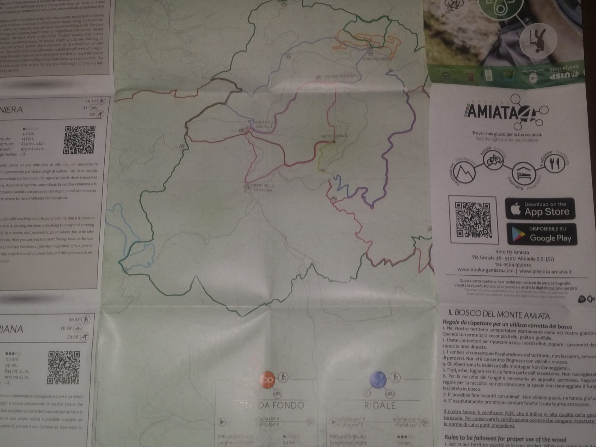 Mappa dei Trekking del Monte Amiata - Albergo Le Macinaie